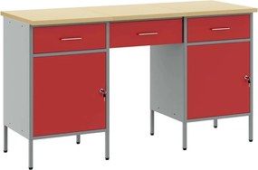 Pracovní skříň se zásuvkou 3 ks Červená Inženýrské dřevo a ocel 3321375
