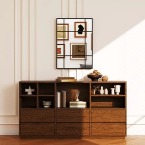 HOMCOM obdélné nástěnné zrcadlo 70 × 50 cm — černý kovový rám ve stylu okna, dekorativní zrcadlo do obýváku, ložnice a předsíně