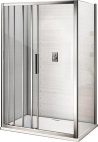 AFTER COMBI 90x90 Clear Sprchový kout s třídílnými posuvnými dveřmi a pevnou bočnicí