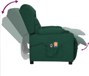 Elektrické masážní křeslo tmavě zelené textil 3098795
