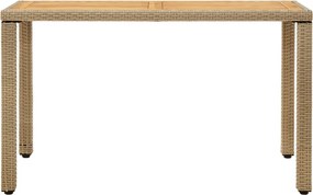 Zahradní stůl béžový 123x60x74 cm polyratan a masivní akácie 316797