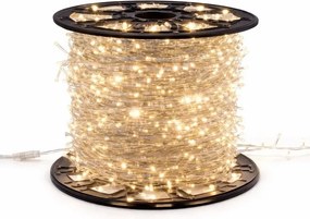 Easy Fix LED světelný řetěz, 100 m, teple bílá s Flash, 2000 diod, čirý kabel, IP20, interiér, cívka