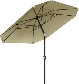 Slunečník Outsunny Ø233 cm, slunečník s naklápěcí funkcí, osmiúhelníkový balkónový slunečník, plážový slunečník odolný proti větru, stabilní tržní slu