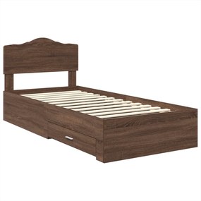 Rám postele se zásuvkou Hnědý dub 70 x 190 cm Kompozitní dřevo 3413262