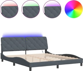 Rám postele s LED bez matrace tmavě šedý 180 x 200 cm samet 3213868