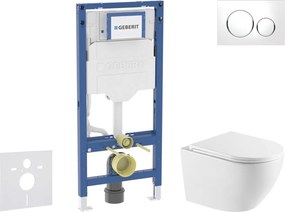 Geberit Duofix - Set předstěnové instalace, klozetu Oudee a sedátka softclose, tlačítko Sigma20, bílá/chrom SANI11CA31118