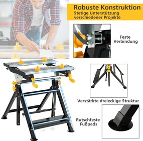Costway Skládací pracovní stůl s 8 posuvnými svorkami a 7 výškovými úrovněmi
