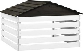 Garáž na robotickou sekačku černobílá 78x74x54 cm jedlové dřevo 315300