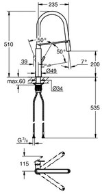 Grohe Feel Dřezová páková baterie stojánková Supersteel černá 31489DC0