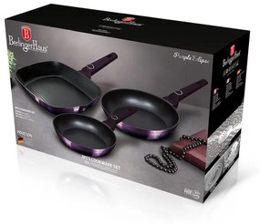 BERLINGERHAUS Pánev s titanovým povrchem sada 3 ks Purple Eclipse Collection gril