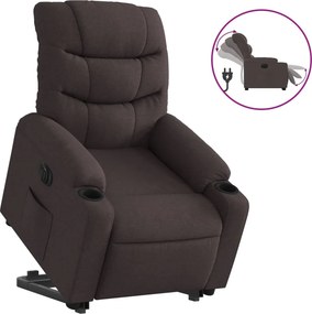 Elektrické zvedací polohovací křeslo tmavě hnědé textil 3206668