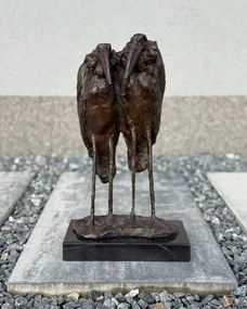Bronzová socha - Pár marabu exotická soška ptáků
