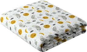 Přehoz s podélným prošitím barva bílá látka vzorované
