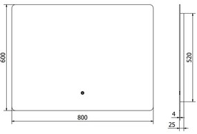 Mexen Sun podsvícené koupelnové zrcadlo 80 x 60 cm, LED 6000K, ventilátor - 9807-080-060-611-00