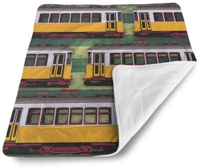 Sablio Deka pro miminko Lisabonské historické tramvaje Zelený Pattern - 80x100 cm