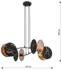 Lustr na lanku MOTIF 4xE27/15W/230V černá/zlatá