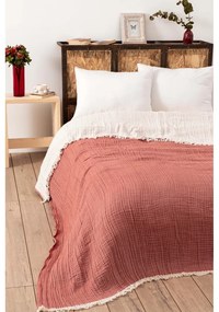 Mušelínový přehoz na dvoulůžko v cihlové barvě 230x250 cm – Mijolnir