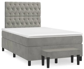 Box spring postel s matrací světle šedá 120x190 cm samet