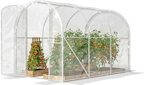 Outsunny tunelový skleník 3 × 2 × 1,95 m, 6 m², plachta PE 150 g/m² odolná proti UV, výklopné dveře — pro zeleninu, rostliny a květiny | Aosom