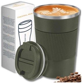 Termohrnek Vzduchotěsný 510ML, Nerezová Ocel a Pevný Plast, Zelený