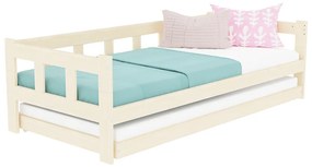 Benlemi Dřevěná jednolůžková postel FENCE 4v1 se zábranou a přistýlkou Zvolte barvu: Pastelově růžová, Zvolte rozměr: 80x200 cm, Zvolte zábranu: S jednou zábranou
