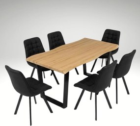 Vikio Jídelní set pro 6 osob 160x90 cm dub noha U černá židle VJS156-6C