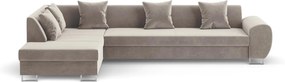 KOOKO HOME Rohová rozkládací sametová pohovka s úložným prostorem Adagio XL levý roh