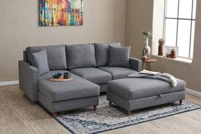 Hanah Home Rohová pohovka EVA šedá levá