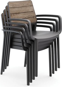 Tmavě šedá/tmavě hnědá plastová zahradní židle Deco Porto – Keter