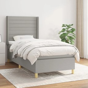 vidaXL Box spring postel s matrací 90x200 cm textil [3132046] Barva: světle šedá