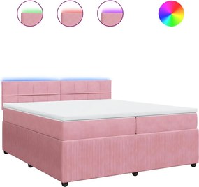 Box spring postel s matrací růžová 200x200 cm samet 3290135