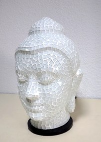 Stolní lampa bílá Budha , mozaiková, ruční práce