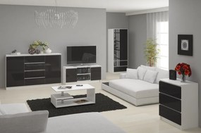 Komoda Rollo Z 140 cm grafit lesk/bílá