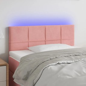 Čelo postele s LED růžové 90x5x78/88 cm samet