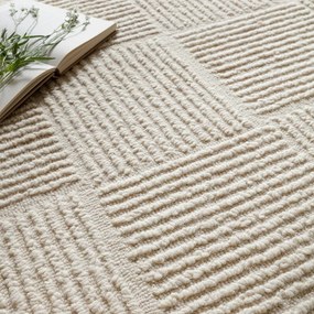Slonovinový ručně tkaný vlněný koberec 200x290 cm Zennith Grid – Asiatic Carpets