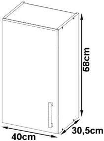 Horní kuchyňská skříňka LIMA W40 /580/ bílá / dub sonoma