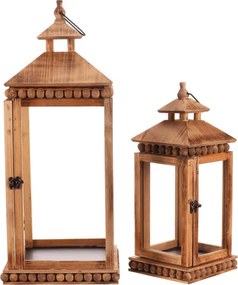Set dvou dřevěných luceren hnědý DA211 BR (2 ks)
