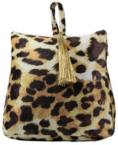 Sametová dveřní zarážka s motivem kůže leoparda - 17*10*18cm
