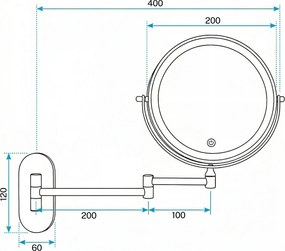 Rea Glow, kosmetické LED zrcadlo nástěnné 20 cm, černá matná, HOM-70000
