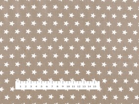 Biante Dětský bavlněný závěs Sandra SA-349 Bílé hvězdičky na světle hnědém 130x170 cm