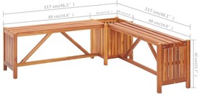 Zahradní rohová lavice s truhlíkem 117x117x40 cm masivní akácie - Default Title