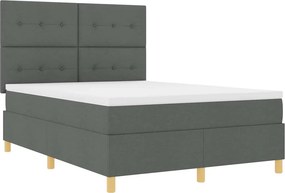Postel s boxspringem s čelo Tmavě šedá 140 x 200 cm textil 3339624
