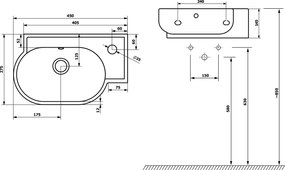 Sapho Yumo 3045 umývátko 45x28 cm