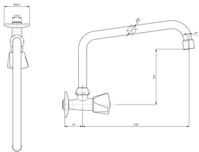 Mereo Kasia umyvadlový kohoutek nástěnný s ramínkem otočným 18 mm - 230 mm mosaz chrom CBS70104