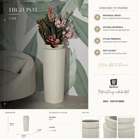 Váza High Pot 80 cm krémová