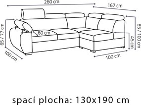 Sedací souprava BASTON | 260x167 cm | rozkládací + úložný prostor | VÝBĚR TKANIN
