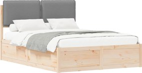 Rám postele s čalouněným čelem s čelo Světle šedá 135 x 190 cm 3398134