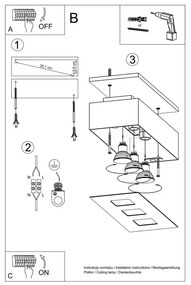 Černé stropní světlo Sollux Hydra
