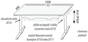 Stůl s podnoží 1320 mm Domestav D732 Materiál: Buk cink, Povrchová úprava: Přírodní provedení