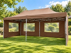 Nůžkový párty stan 3 × 6 m s bočními stěnami, béžový